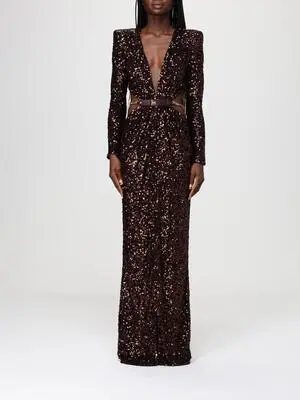 Elisabetta Franchi Sequined Maxi Dress - Brown