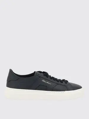 Santoni Grained Leather Lace-up Sneakers - Blue