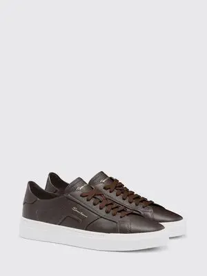 Santoni Grained Leather Lace-up Sneakers - Dark