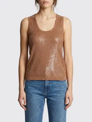 TWINSET Sequin Embellished Cotton Blend Top - Brown