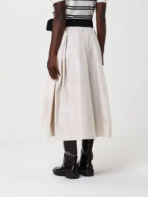 Max Mara Cotton Blend Twill Midi Skirt - Natural