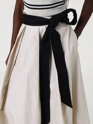 Max Mara Cotton Blend Twill Midi Skirt - Natural