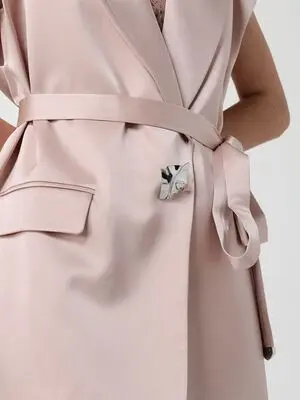 Pinko Satin Robe Vest With Jewel Embellishments - Pink