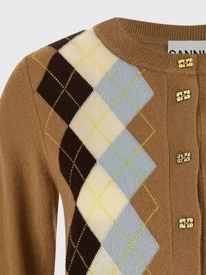 GANNI Argyle Cardigan - Beige