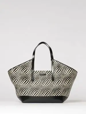 Marni Zebra Print Raffia Tote Bag - Black