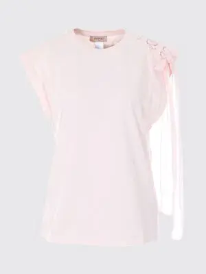 Pinko Viscose Blend T-shirt With Bow Detail - Pink