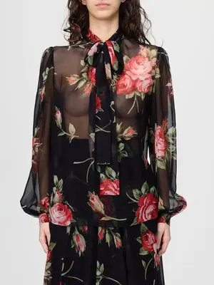 Dolce & Gabbana Floral Print Silk Blouse - Black