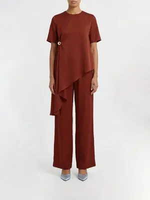 Loulou De Saison Lou Lou Studio Asymmetrical Draped Top With Ring Detail - Red