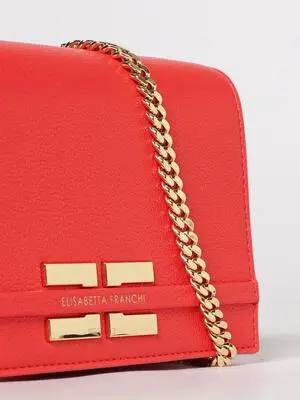 Elisabetta Franchi Grained Faux Leather Mini Crossbody Bag - Red