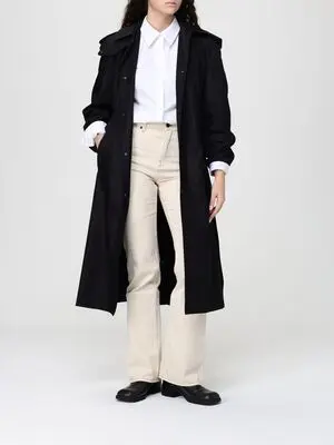 Burberry Double Breasted Cotton Trench Coat - Black