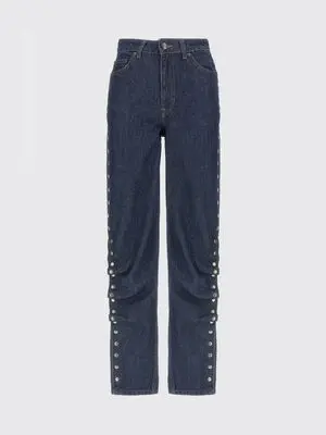 ROTATE BY BIRGER CHRISTENSEN Button Detailed Straight Leg Jeans - Blue