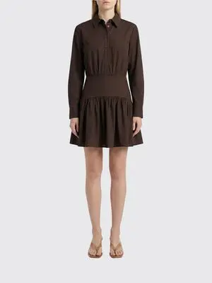 Staud Shirt Dress With Gathered Skirt - Brown