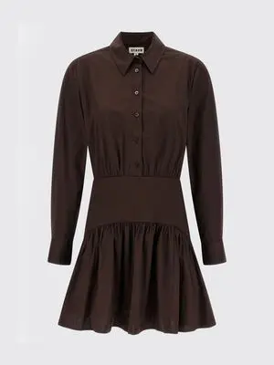 Staud Shirt Dress With Gathered Skirt - Brown