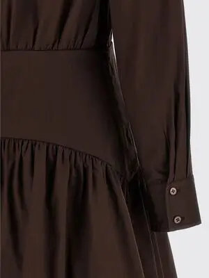 Staud Shirt Dress With Gathered Skirt - Brown