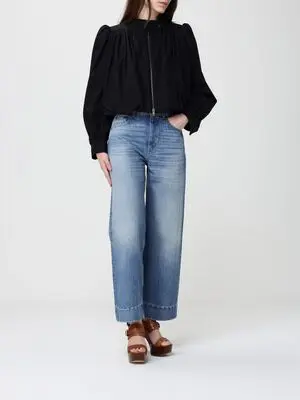 Chloé Cropped Wide-leg Cotton Denim Jeans - Blue