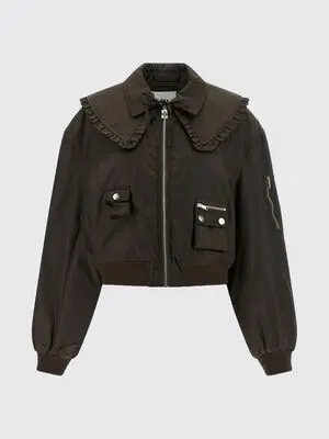 GANNI Technical Fabric Bomber Jacket - Brown