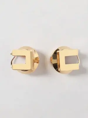Elisabetta Franchi Brass Monogram Hoop Earrings - Gold