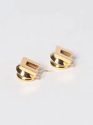 Elisabetta Franchi Brass Monogram Hoop Earrings