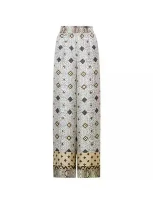PIERRE-LOUIS MASCIA Geometric-print Palazzo Pants - Grey