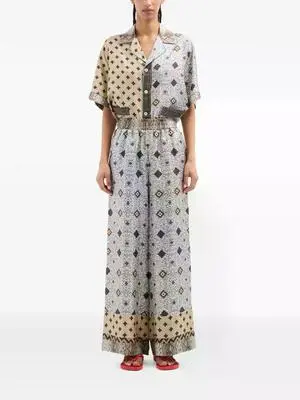 PIERRE-LOUIS MASCIA Geometric-print Palazzo Pants - Grey