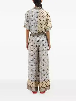 PIERRE-LOUIS MASCIA Geometric-print Palazzo Pants - Grey