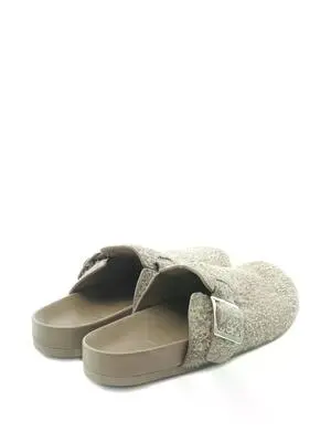 Loewe Brushed Suede Buckle Slippers