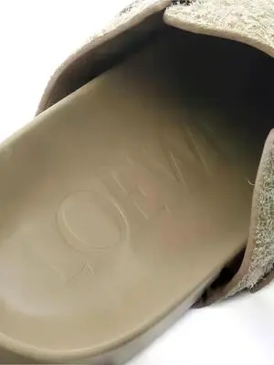 Loewe Brushed Suede Buckle Slippers