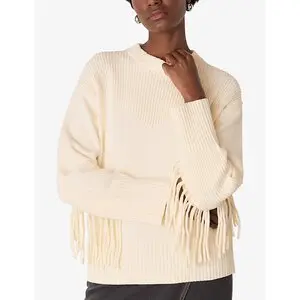 Whistles Relaxed-fit Fringed Cotton-blend Jumper - Cream