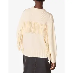 Whistles Relaxed-fit Fringed Cotton-blend Jumper - Cream
