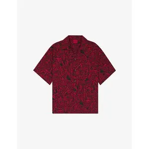 Hugo Rose-print Oversized-fit Woven Shirt