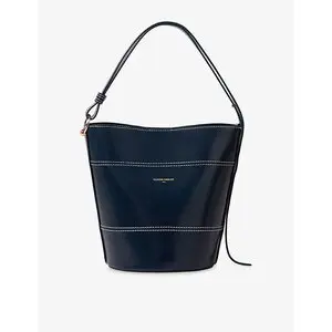 Claudie Pierlot Grained-texture Leather Bucket Bag - Navy