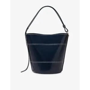 Claudie Pierlot Grained-texture Leather Bucket Bag - Navy