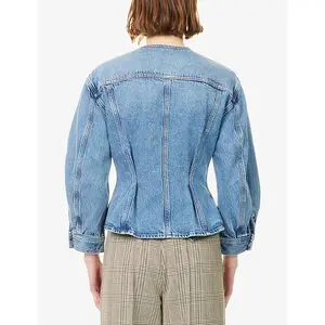 FRAME The Nipped Collarless Denim Jacket