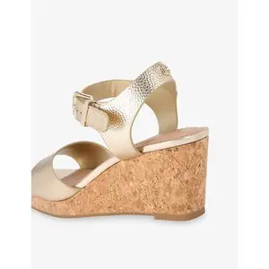 Carvela Sadie Wide-fit Leather Wedge Sandals - Gold