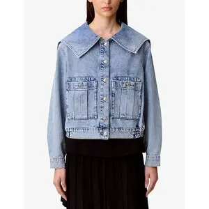 Claudie Pierlot Contrast Stitch Denim Trucker Jacket - Blue Denim