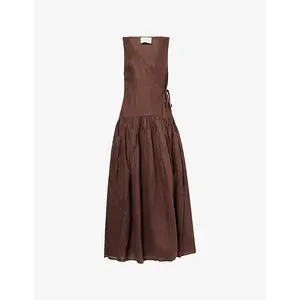Dissh Ilio Wrap-over Linen Midi Dress