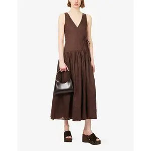 Dissh Ilio Wrap-over Linen Midi Dress
