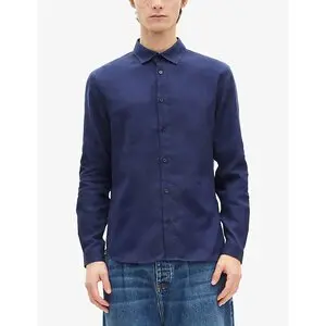 The Kooples Logo-embroidered Slim-fit Linen Shirt