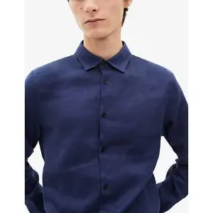The Kooples Logo-embroidered Slim-fit Linen Shirt