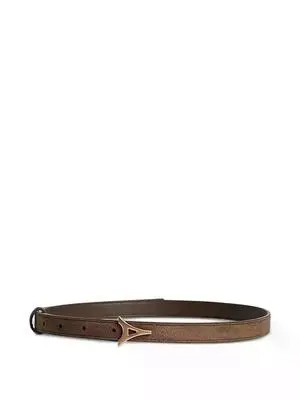 Manière De Voir Leonie Eiffel-buckle Suede-effect Belt - Brown