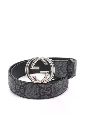 Gucci Interlocking G Leather Belt - Grey