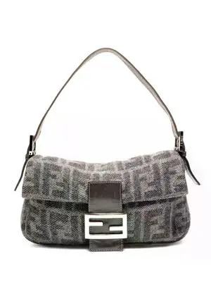 Fendi 2000s Patterned Wool Shoulder Bag