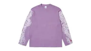 PALACE Smoked Waffle Long Sleeve Tee Shirt - Flat Grape