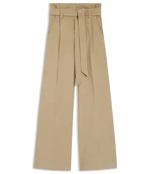 BOSS Belted Wide-leg Stretch-cotton Twill Pants