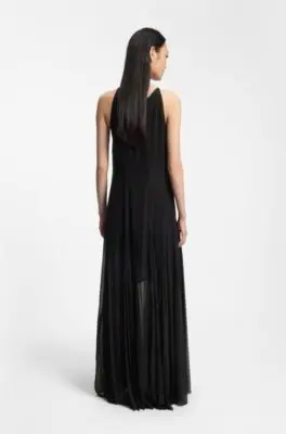 BOSS Sleeveless Dress With Plissé Skirt - Black