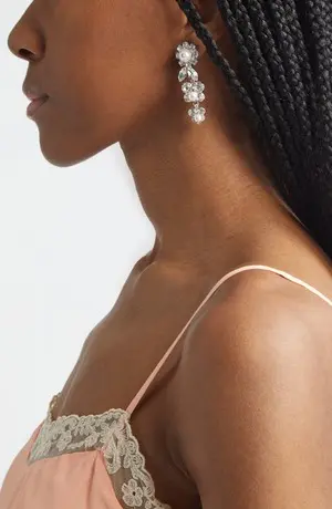 Simone Rocha Daisy Cluster Crystal & Faux Pearl Drop Earrings - Crystal/pearl