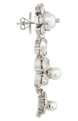 Simone Rocha Daisy Cluster Crystal & Faux Pearl Drop Earrings - Crystal/pearl