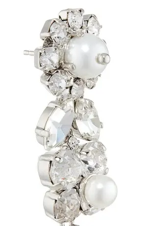 Simone Rocha Daisy Cluster Crystal & Faux Pearl Drop Earrings - Crystal/pearl