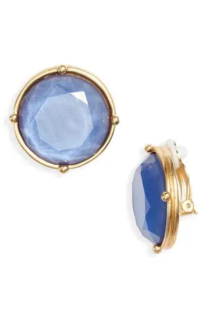KARINE SULTAN Clip-on Stone Earrings - Gold/blue
