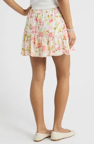 Bp. Chiffon Mini Skirt - Ivory-pink S Savannah Garden